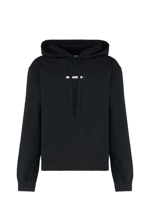 JIL SANDER Logo Cotton Hoodie - Black