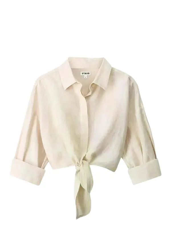 Staud Lisa Linen Blouse - Neutrals