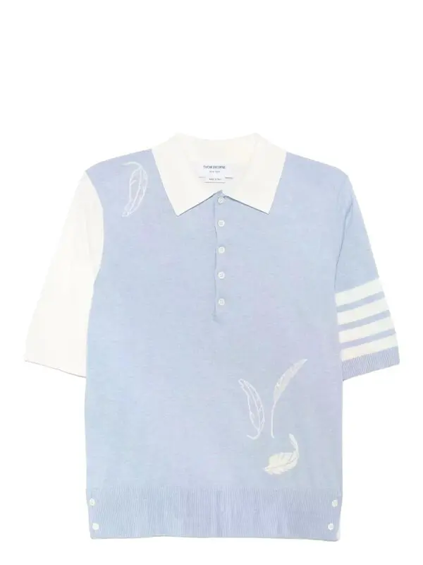 Thom Browne 4-bar Stripe Cotton Polo Shirt - Blue