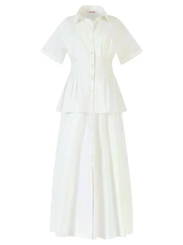 Rosie Assoulin Cotton Midi Shirt Dress - White