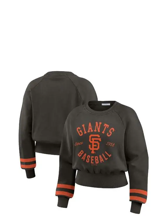 WEAR BY ERIN ANDREWS San Francisco Giants Vintage Washed Cropped Pullover Sweatshirt - Black