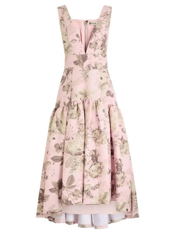 Alice + Olivia Floral-printed Linen-blend Midi Dress - Multicoloured