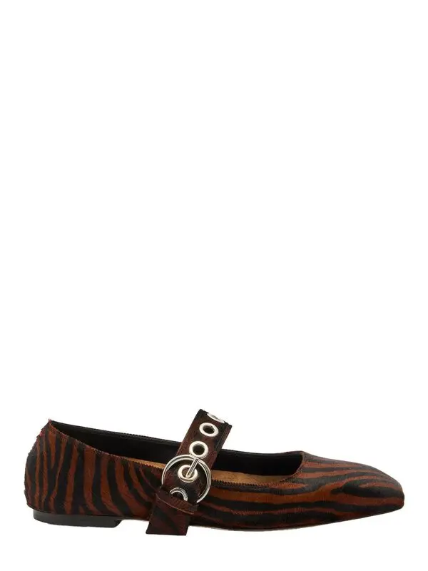 AeydĒ Uma Zebra-effect Calf Hair Mary Jane Flats - Brown