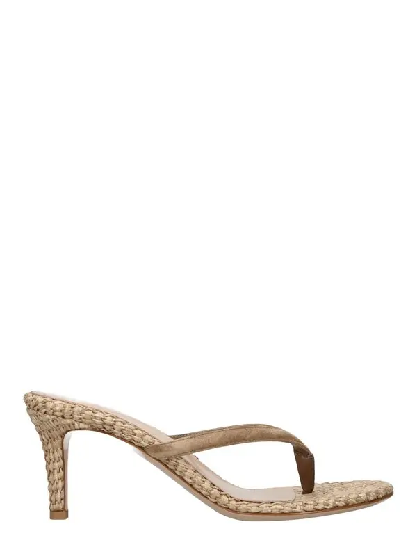GIANVITO ROSSI Calypso Raffia Thong Sandals - Beige