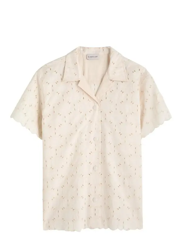 Moncler Embroidered Cotton-blend Poplin Shirt - Natural