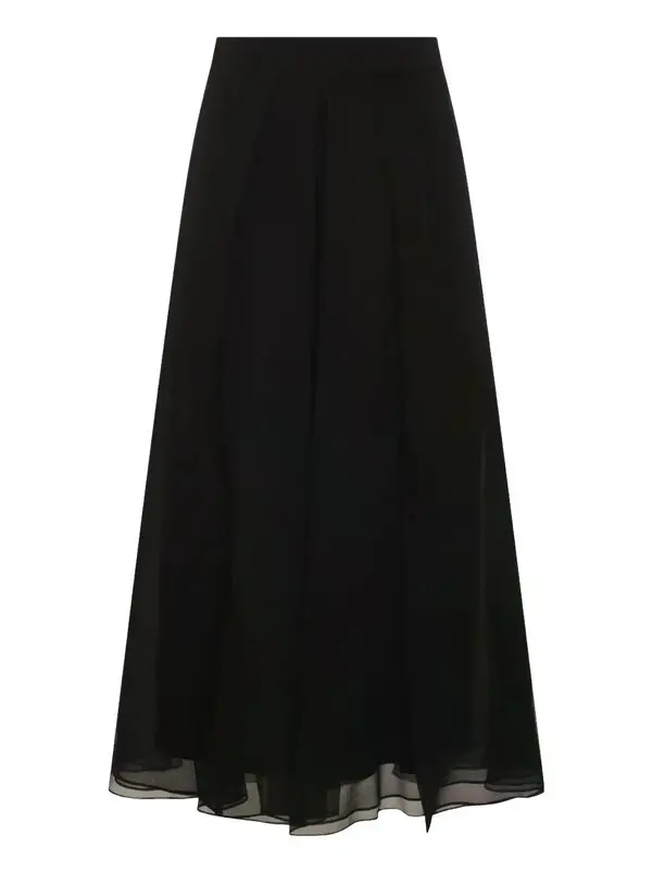 Brunello Cucinelli Silk Midi Skirt - Black