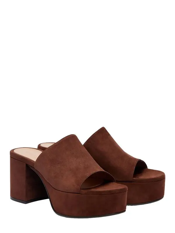 GIANVITO ROSSI Suede Platform Mules - Brown