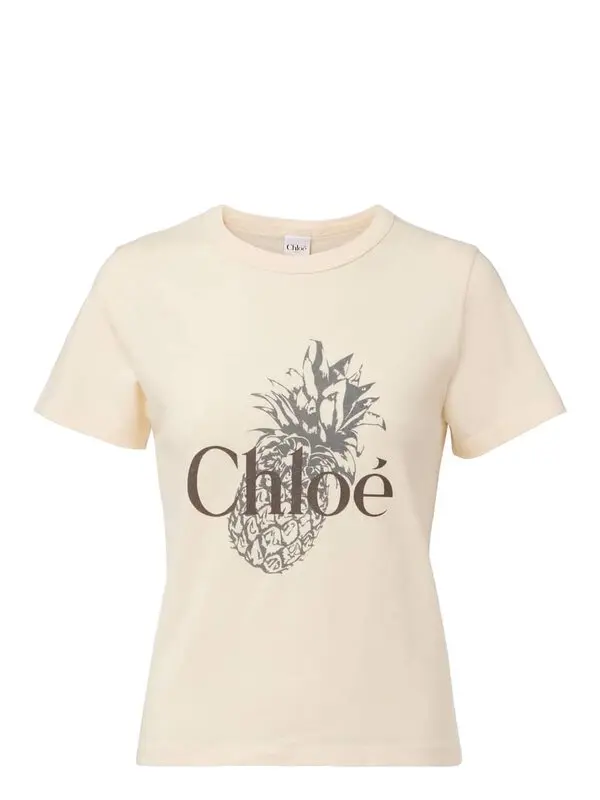 Chloé Logo Cotton Jersey T-shirt - Beige