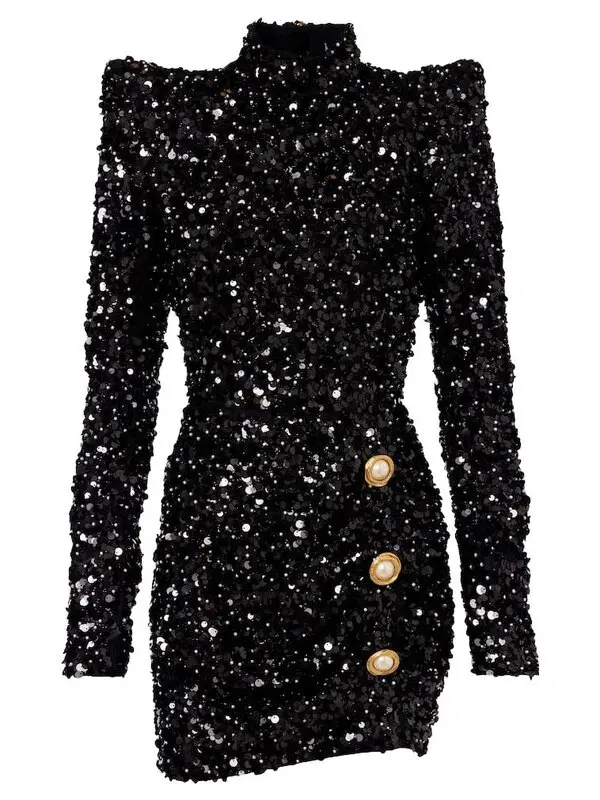 Balmain Sequined Minidress - Black