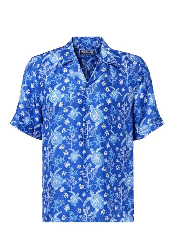 Vilebrequin Charli Printed Silk Bowling Shirt - Blue