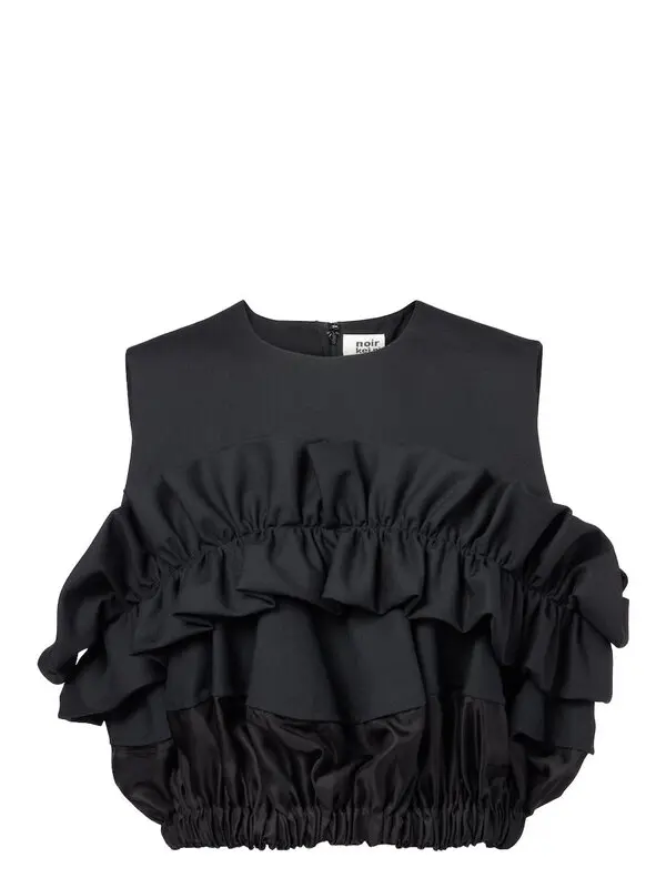 Noir Kei Ninomiya Ruffled Wool Top - Black