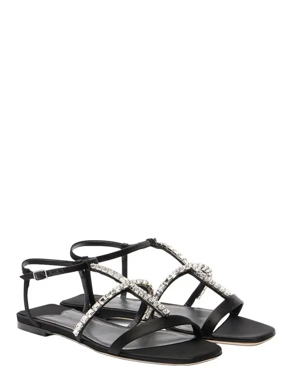 JIMMY CHOO Gwyn Embellished Satin Sandals - Black