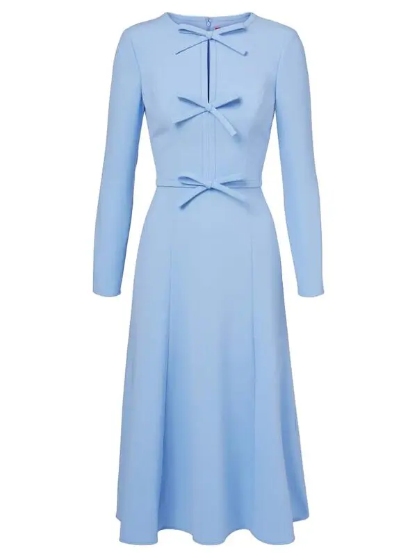 Carolina Herrera Bow-detail Crêpe Midi Dress - Blue