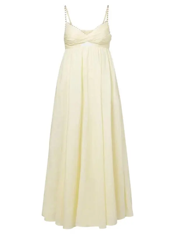Zimmermann Rhiannon Embellished Linen Midi Dress - Yellow