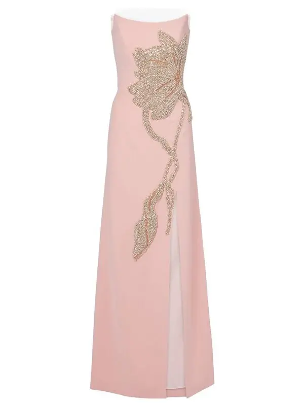 Costarellos Fara Floral-appliqué Crêpe Gown - Pink