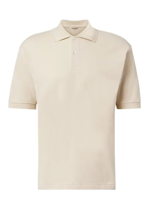 Auralee Cotton Piqué Polo Shirt - Beige