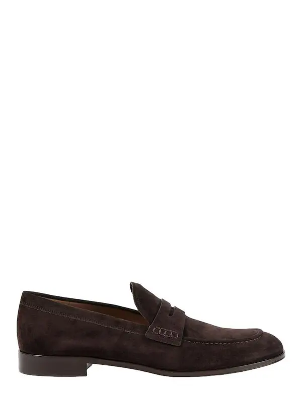 GIANVITO ROSSI George Suede Penny Loafers - Brown