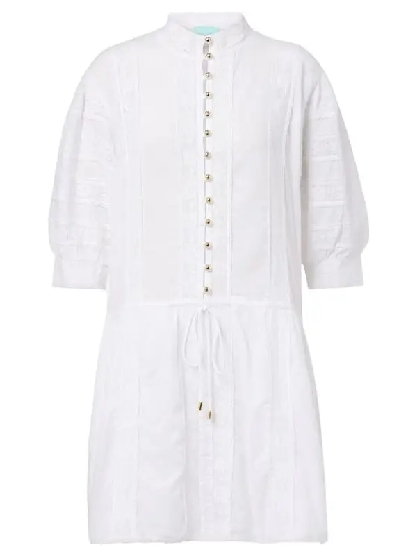 Melissa Odabash Rita Lace-trimmed Cotton Minidress - White