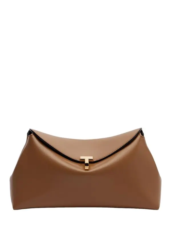TOTEME T-lock Small Leather Clutch - Brown