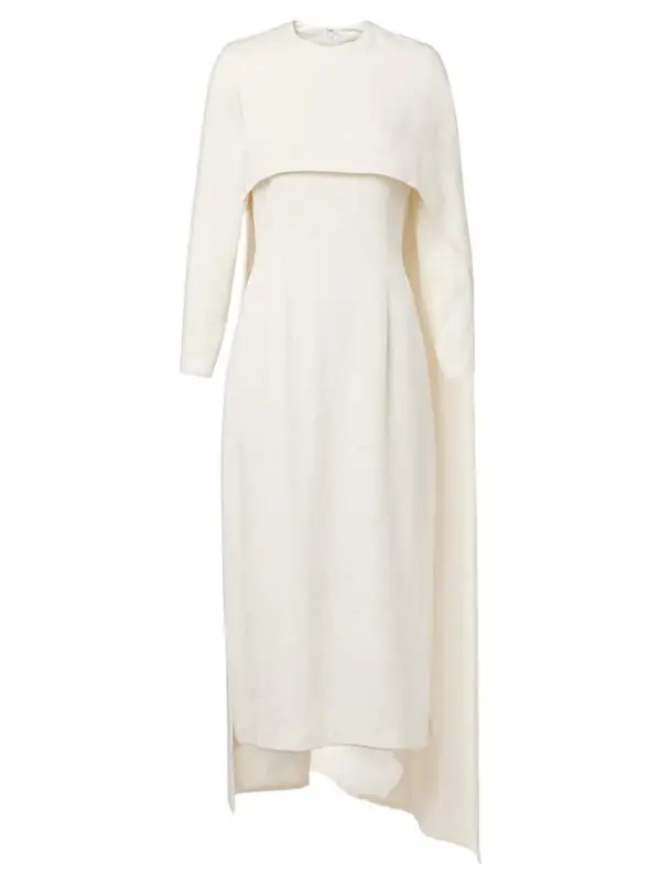 MARKARIAN Felice Caped Jacquard Midi Dress - White