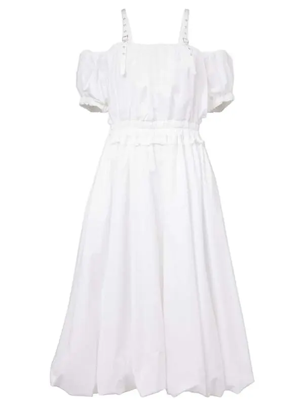 Noir Kei Ninomiya Off-shoulder Cotton Poplin Midi Dress - White