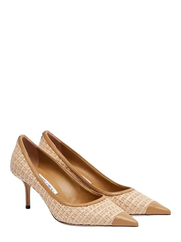 JIMMY CHOO Love 65 Raffia-effect Pumps - Neutrals