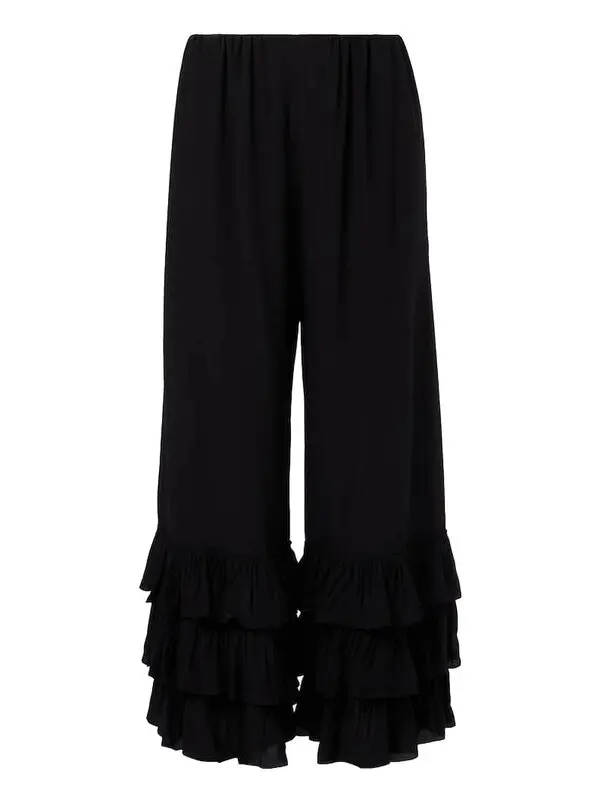 Chloé Layered Crêpe De Chine Wide-leg Pants - Black