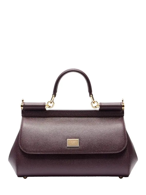 Dolce & Gabbana Sicily Small Leather Tote - Burgundy