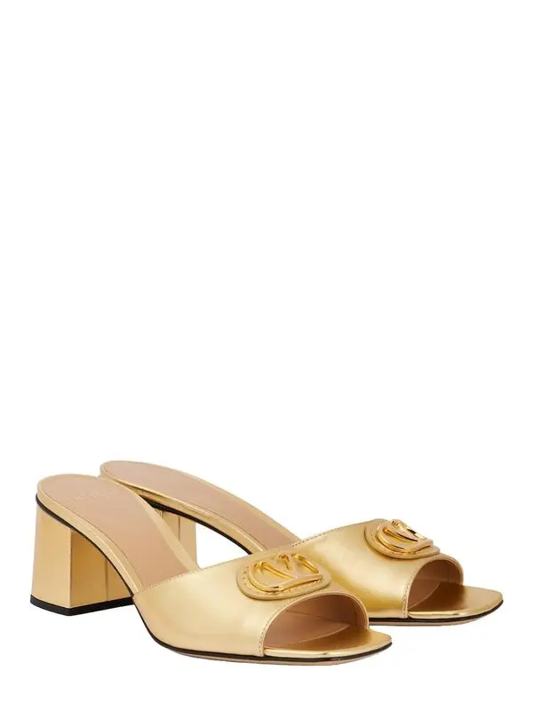 Valentino Garavani Vlogo Metallic Leather Mules - Gold