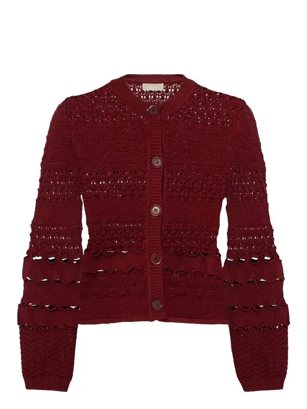Elie Saab Crochet Cardigan - Burgundy