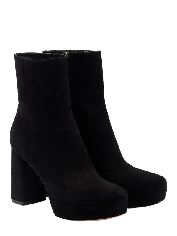 GIANVITO ROSSI Daisen 95 Suede Platform Ankle Boots - Black