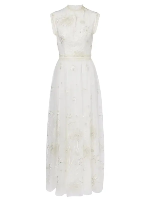 Costarellos Embroidered Bridal Gown - White