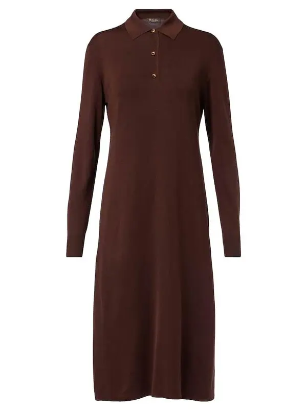 Loro Piana Lyskamm Knitted Silk Polo Dress - Brown