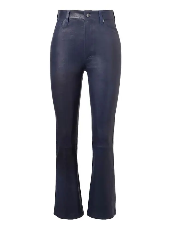 FRAME Reboot Crop Leather Bootcut Pants - Blue