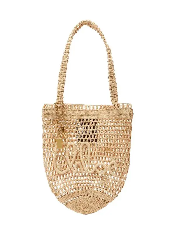 Chloé Small Raffia Tote Bag - Beige