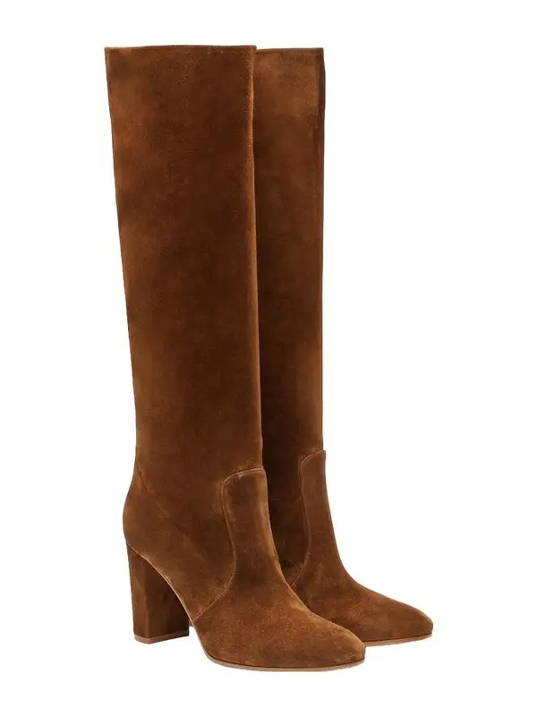 GIANVITO ROSSI Glen 85 Suede Knee-high Boots - Brown
