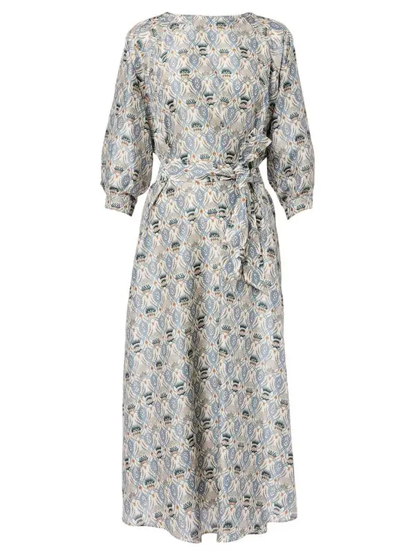 Loro Piana Mila Printed Silk Midi Dress - Blue