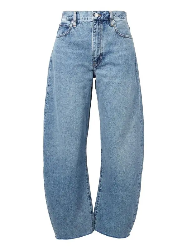 FRAME Bubble Crop High-rise Barrel-leg Jeans - Blue