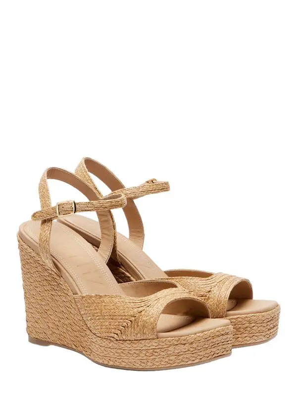 SOULIERS MARTINEZ Raffia Espadrille Wedges - Beige