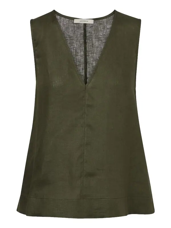 Asceno Manta Linen Top - Green