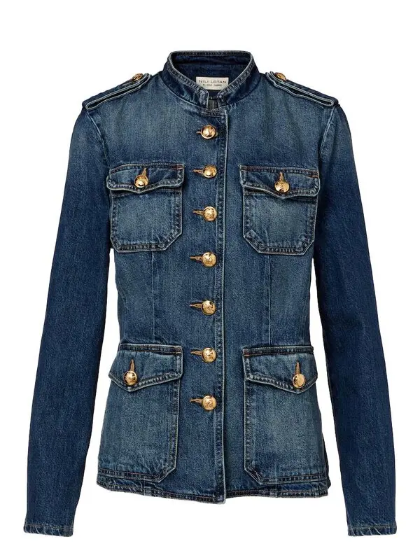 NILI LOTAN Geraldine Denim Trucker Jacket - Blue