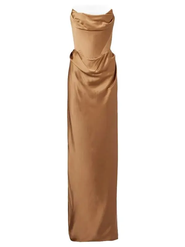 VIVIENNE WESTWOOD Galaxyno Strapless Satin Corset Gown - Brown