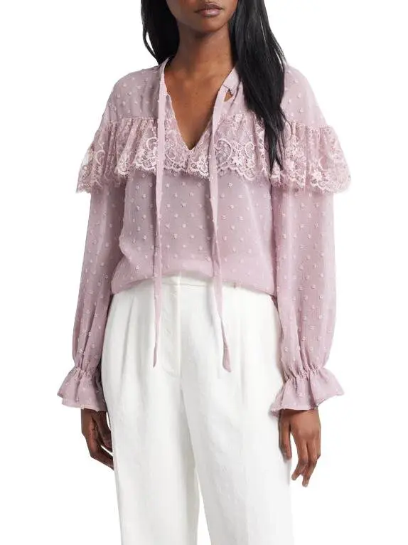 LIPSY Lace Frill Clip Dot Top - Purple