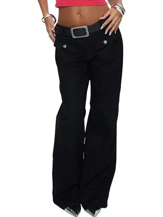 Princess Polly Benicale Low Rise Cargo Pants - Black