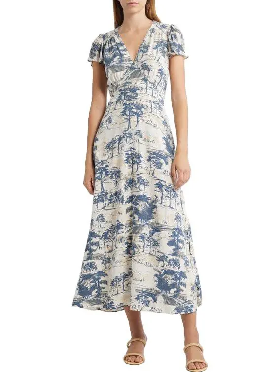 NEXT Print Tie Back Maxi Dress - Blue