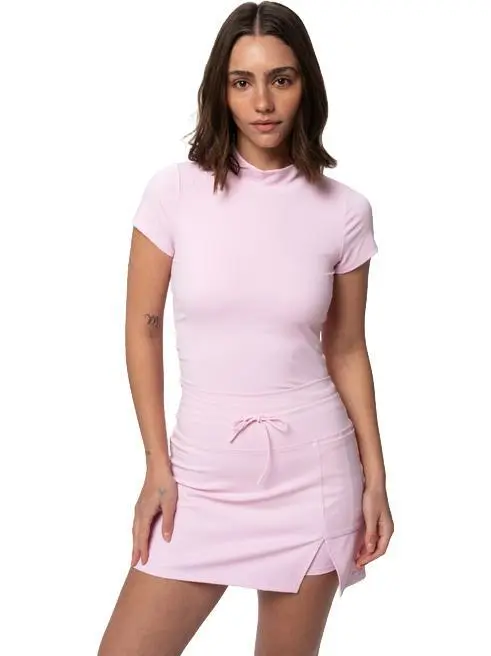 SIERRA MADRE GOLF Ready Mock Neck Short Sleeve Top - Pink Sugar
