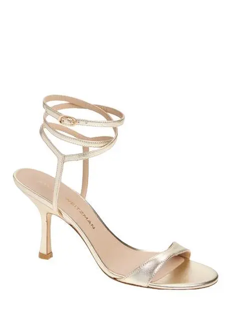 STUART WEITZMAN Nudist Wrap 85 Sandal - Light Gold