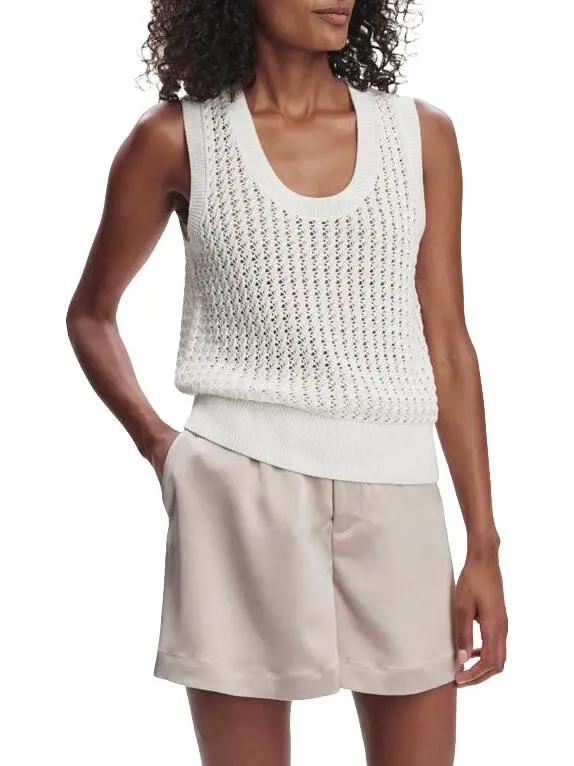 Varley Ferns Open Stitch Sweater Tank - Snow White