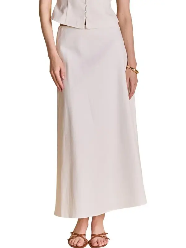 Endless Rose Cotton & Linen Blend Maxi Skirt - White