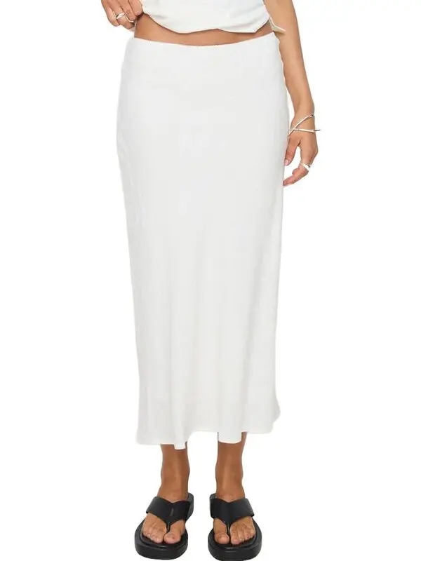 Princess Polly Linen Blend A-line Midi Skirt - White